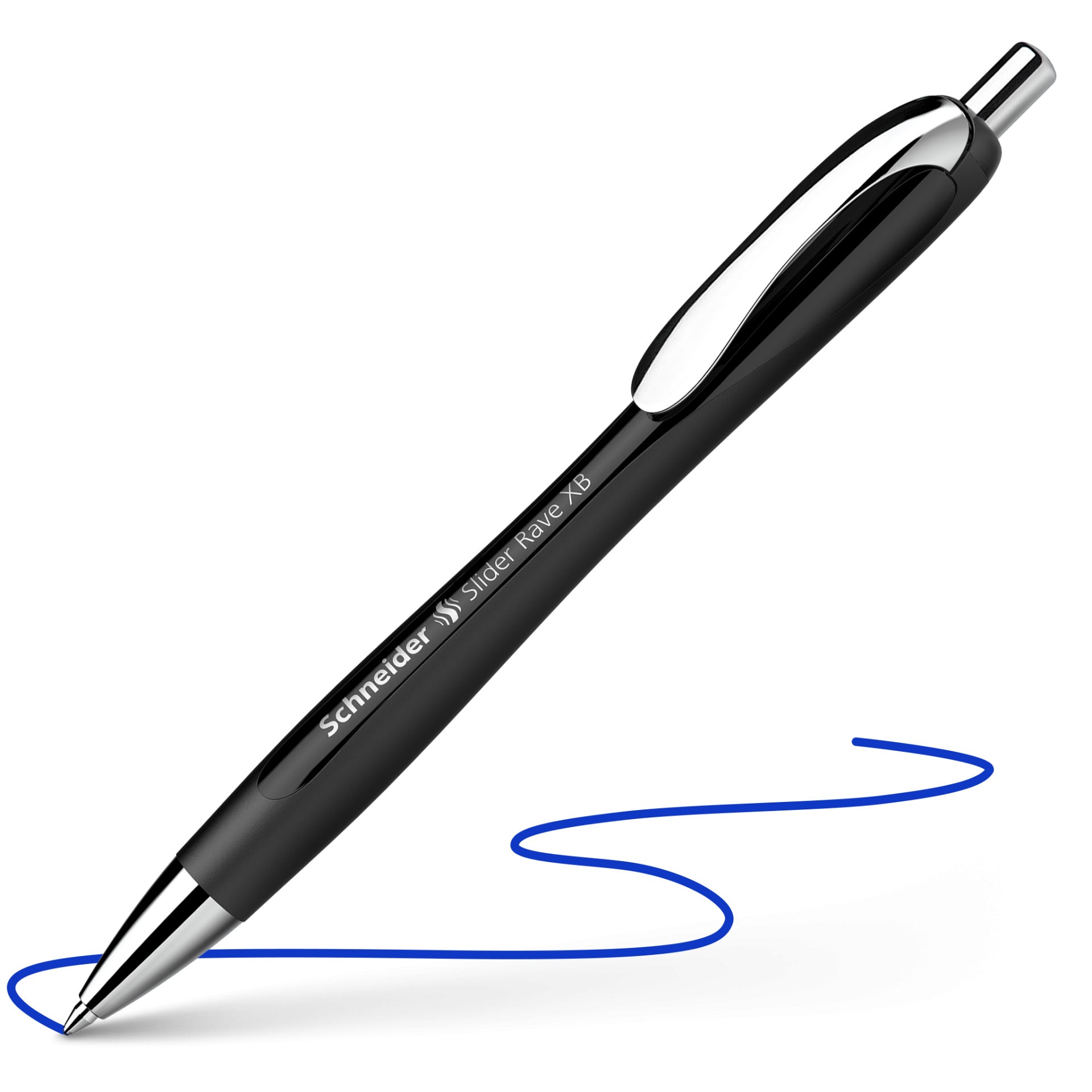 Schneider Slider Rave Retractable Viscoglide Ballpoint Pen, All Black