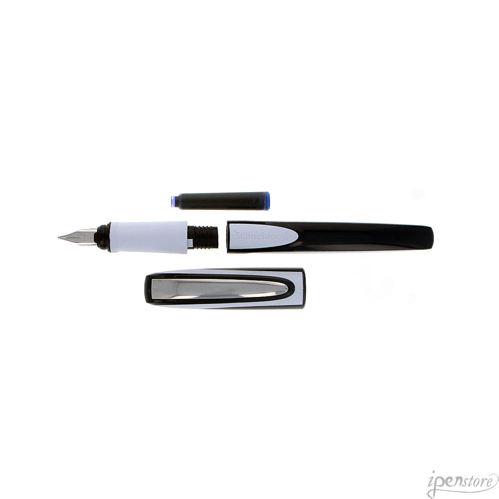 Schneider Ray Fountain Pen, Dark Blue with Light Grey Trim, Left Hande